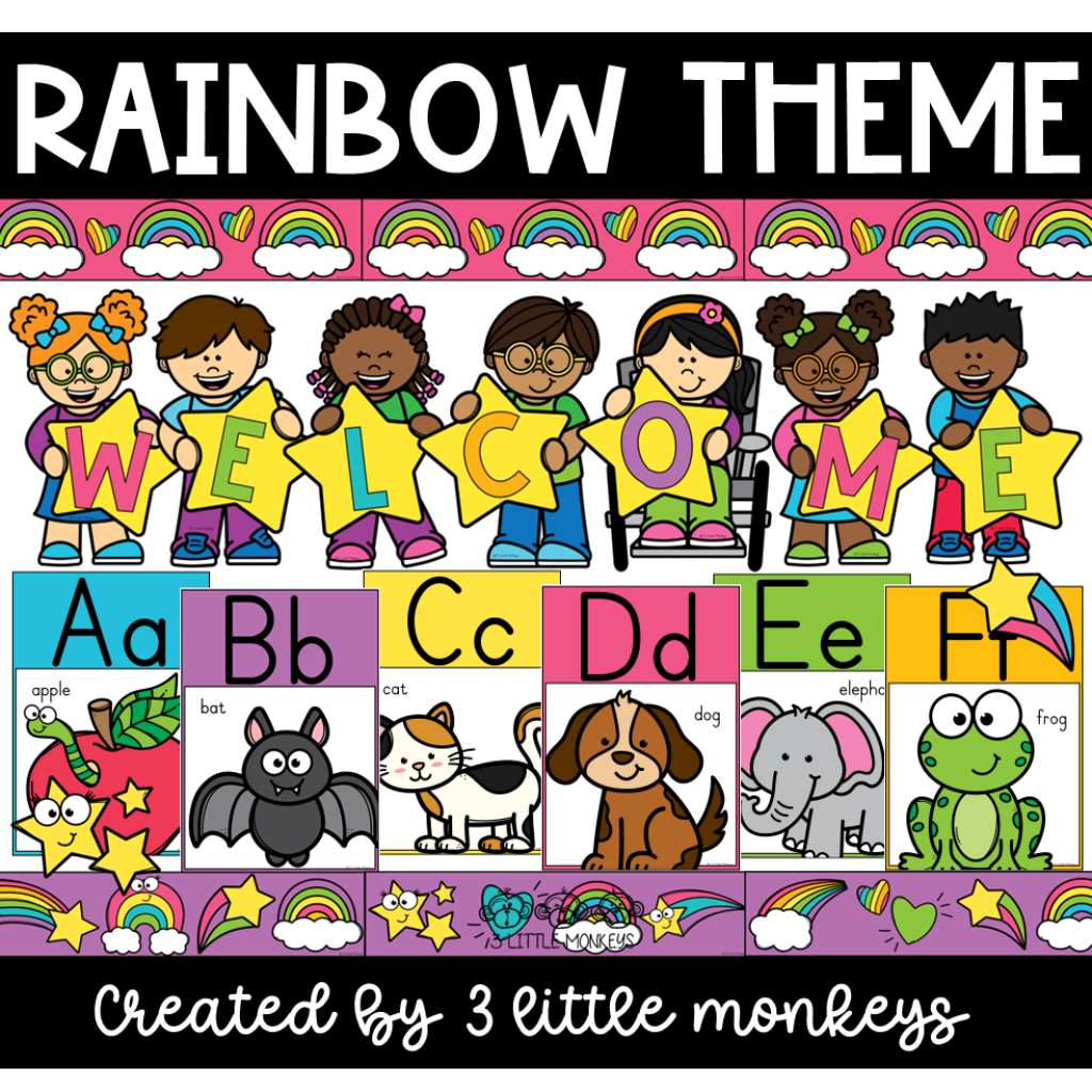 Rainbows Theme Classroom Decor – PDF – 3littlemonkey