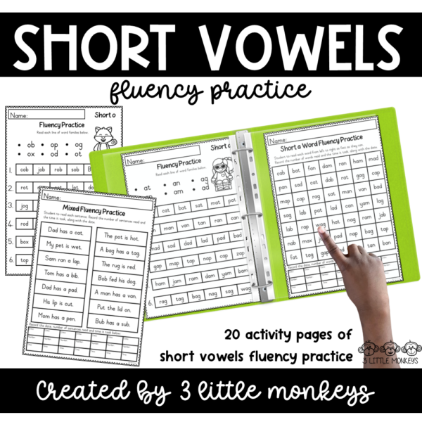 Short Vowels Fluency Practice – PDF – 3littlemonkey