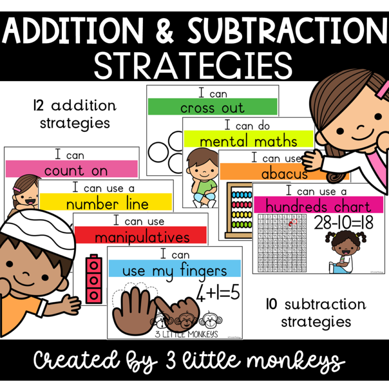 Addition and Subtraction Strategies Posters – PDF – 3littlemonkey