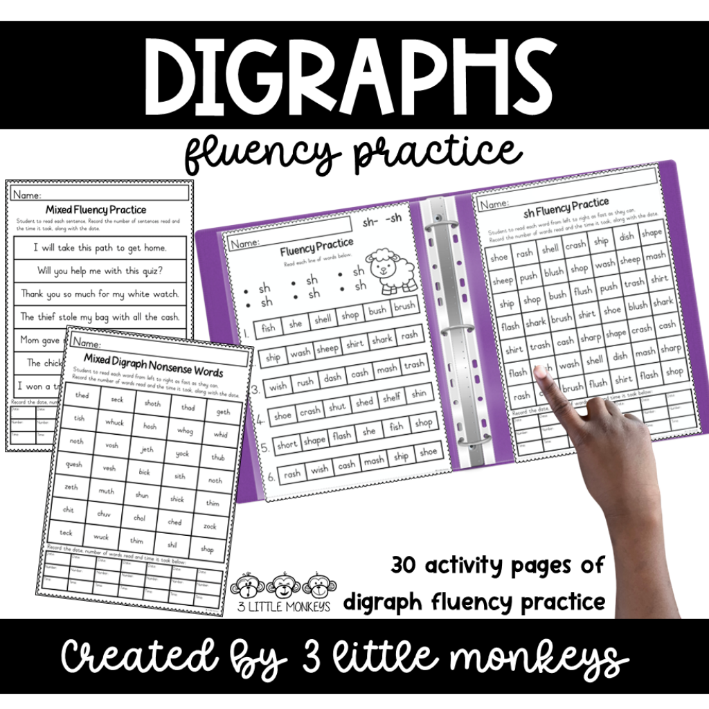 Digraph Fluency Practice – PDF – 3littlemonkey