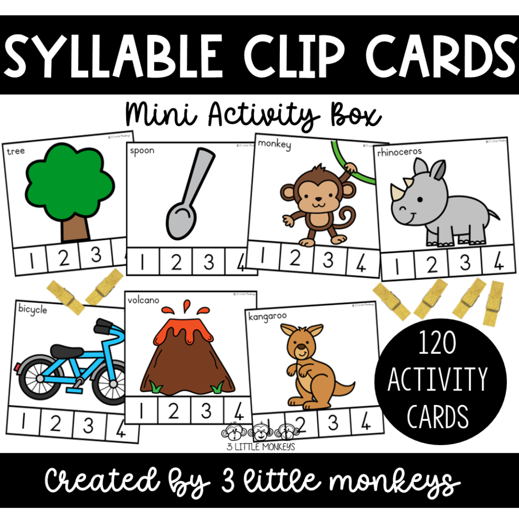 Syllables Clip Cards – PDF – 3littlemonkey