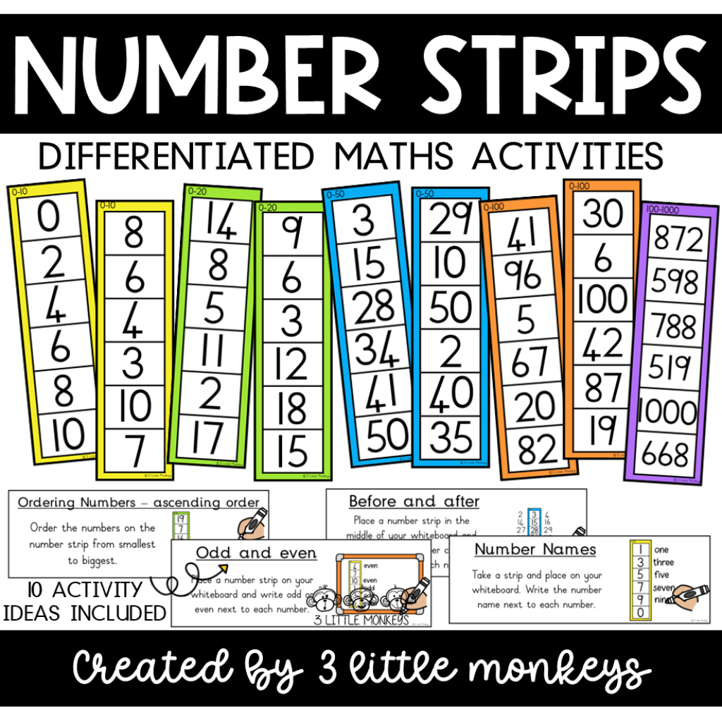 Number Strips Activities – PDF – 3littlemonkey
